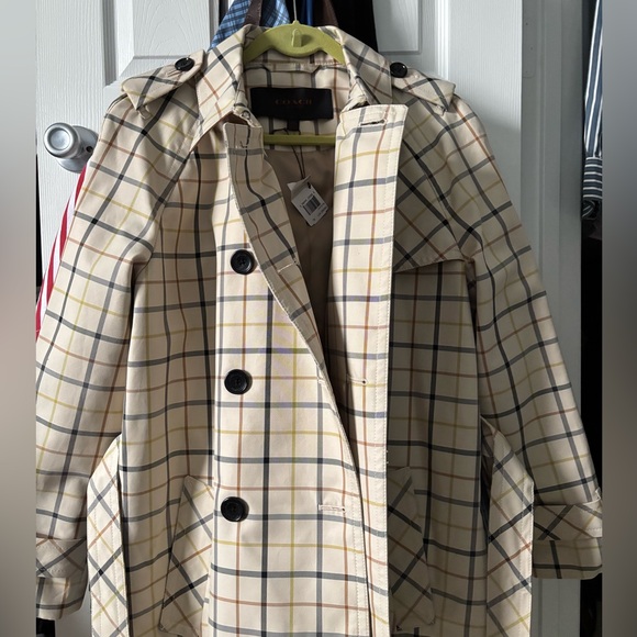 Coach | Jackets & Coats | Coach Tattersall Plaid Trench Coat Womens ...
